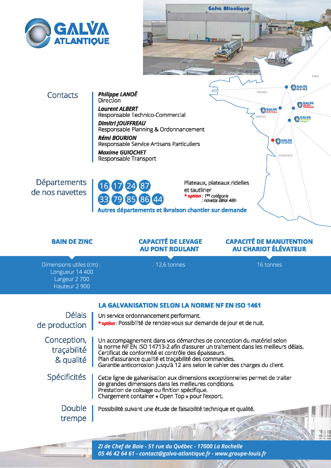 Fiche entreprise GALVA ATLANTIQUE | Groupe Louis