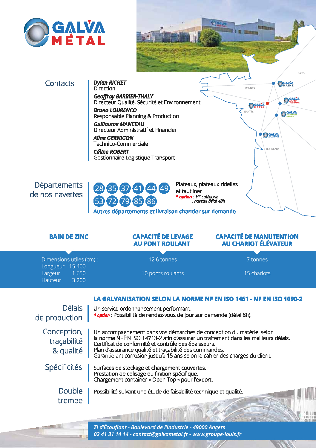 Fiche entreprise GALVA MÉTAL | Groupe Louis
